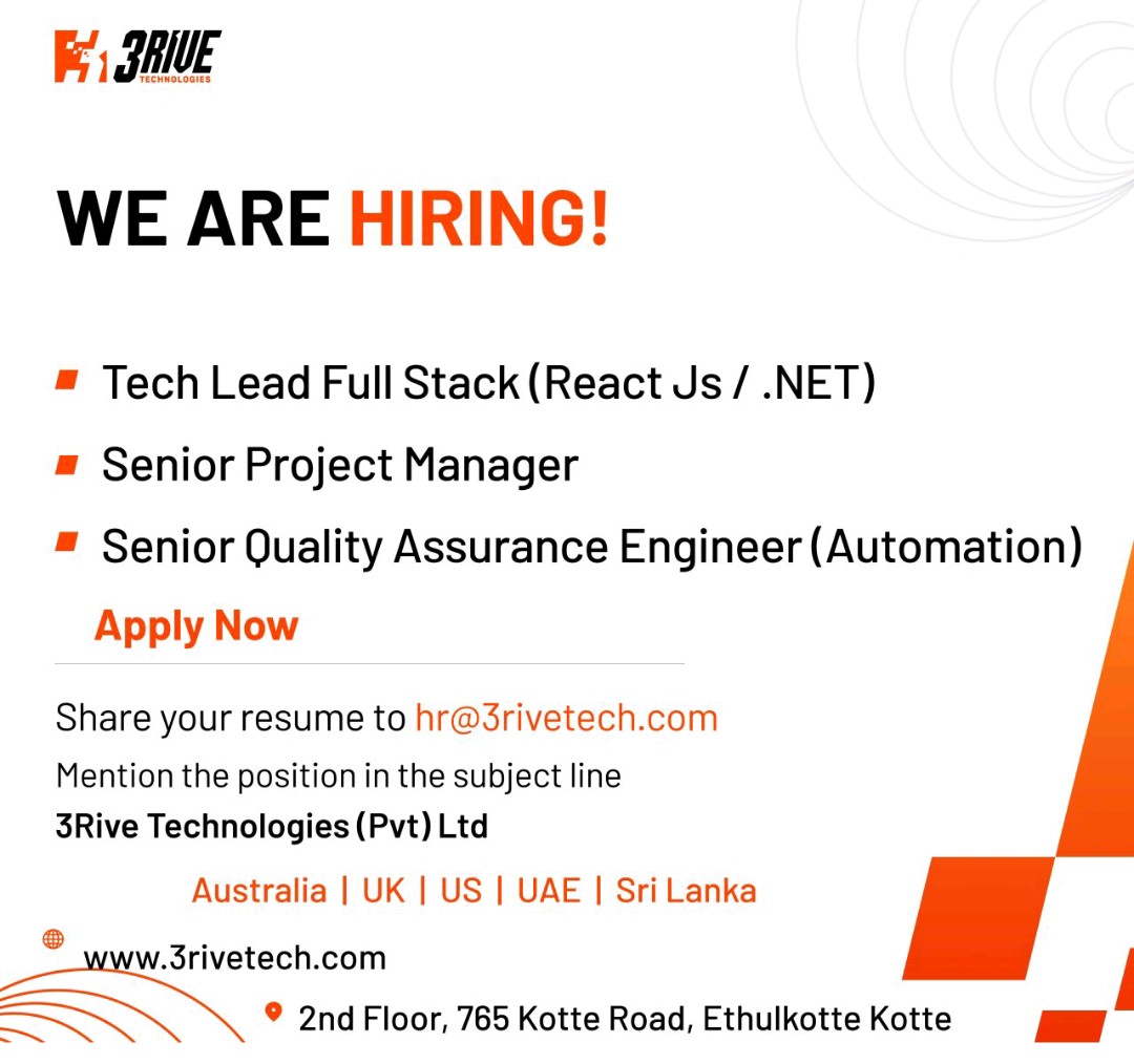 Senior Project Manager/ Senior QA Engineer/ Lead Full Stack Developer - Jobseeker.lk