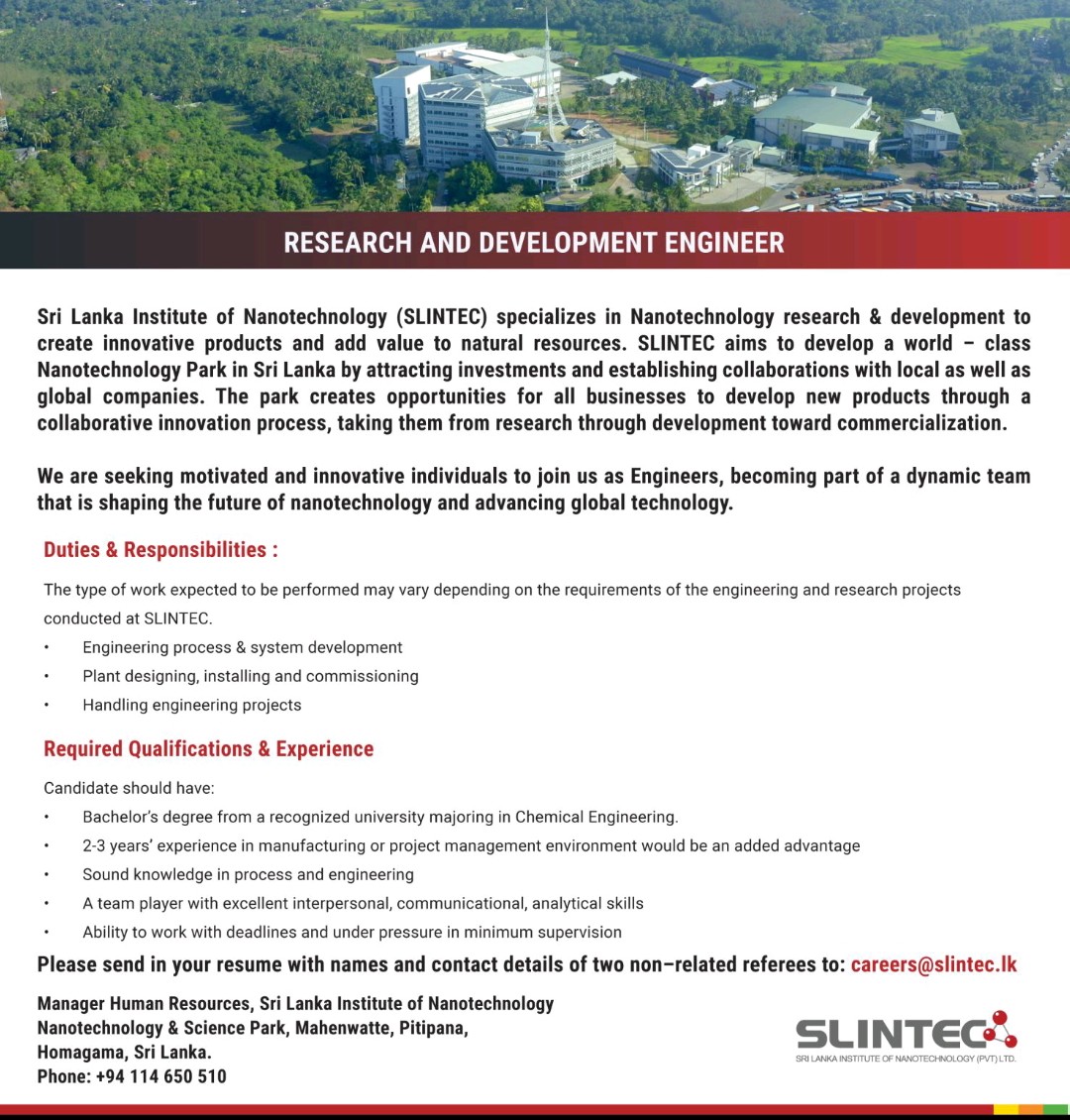 Research and Development Engineer - Jobseeker.lk