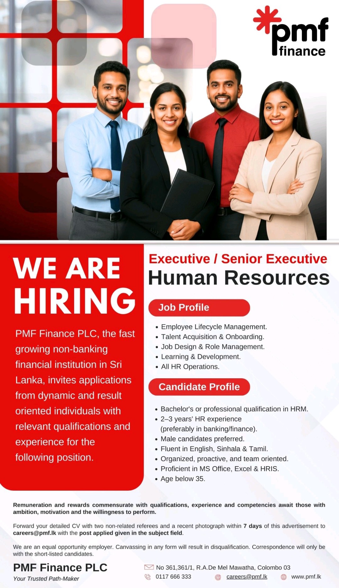 Executive / Senior Executive - Human Resources - Jobseeker.lk