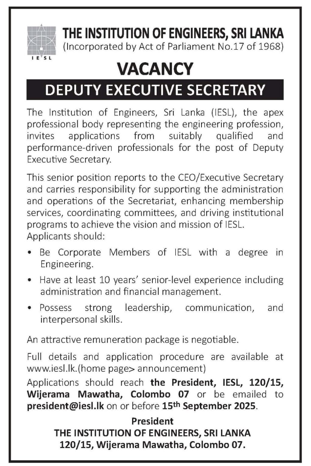 Engineering Archives - Jobseeker.lk