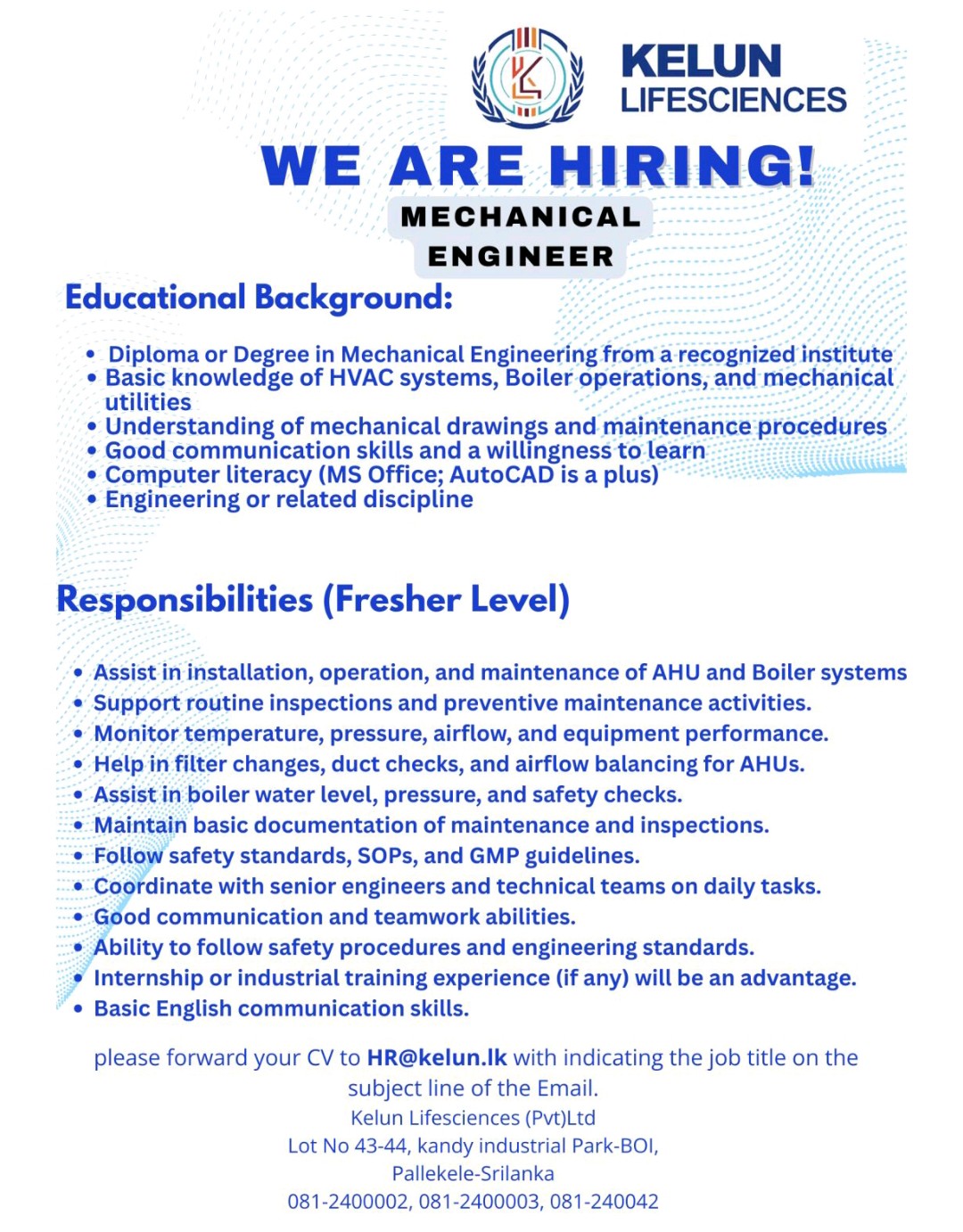 Mechanical Engineer - Jobseeker.lk