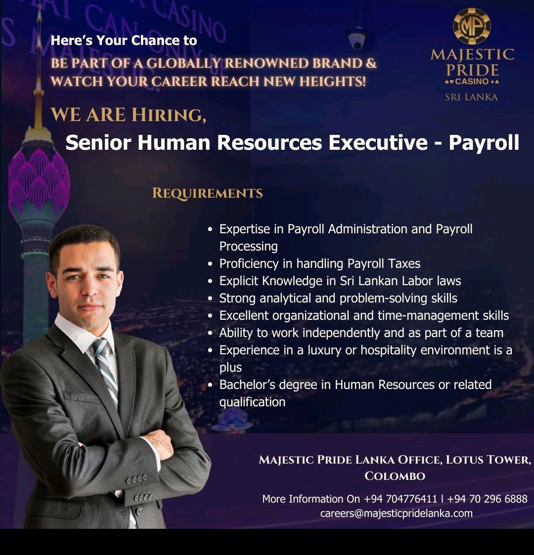 Senior Human Resources Executive - Payroll - Jobseeker.lk