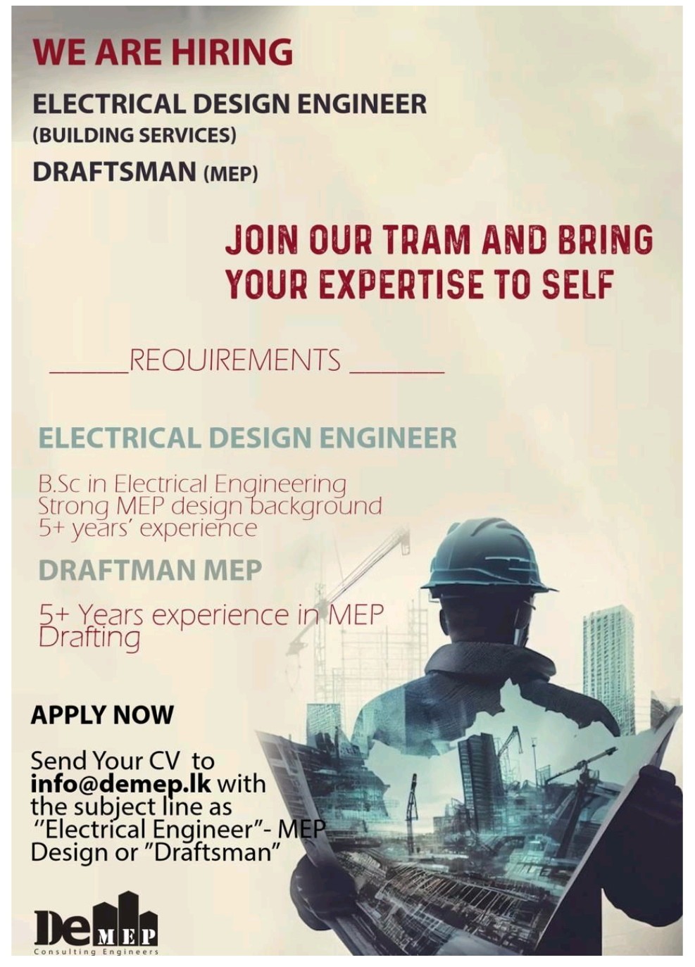 Electrical Design Engineer/ MEP Draftsman - Jobseeker.lk