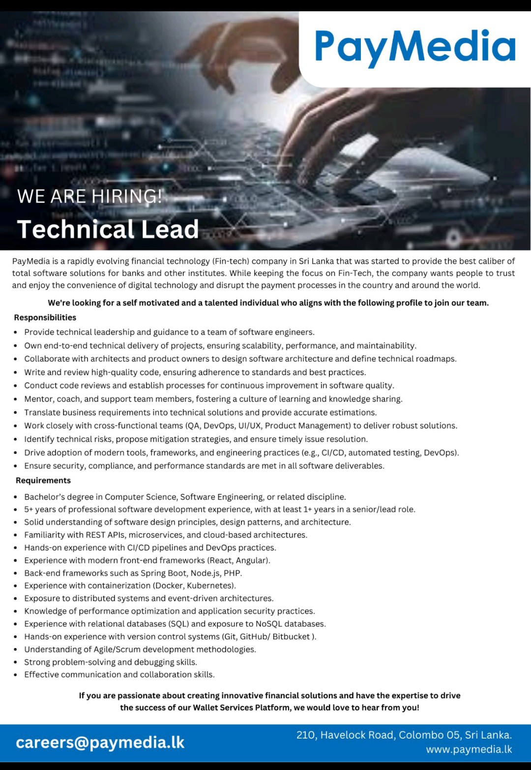 Technical Lead - Jobseeker.lk