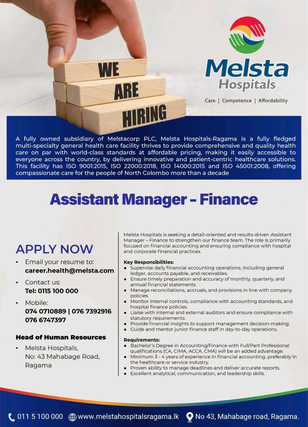 Assistant Manager - Finance - Jobseeker.lk