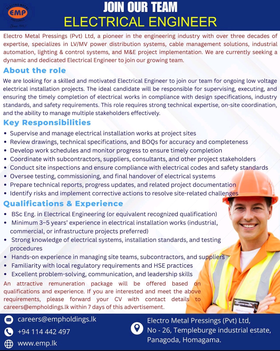 Electrical Engineer - Jobseeker.lk