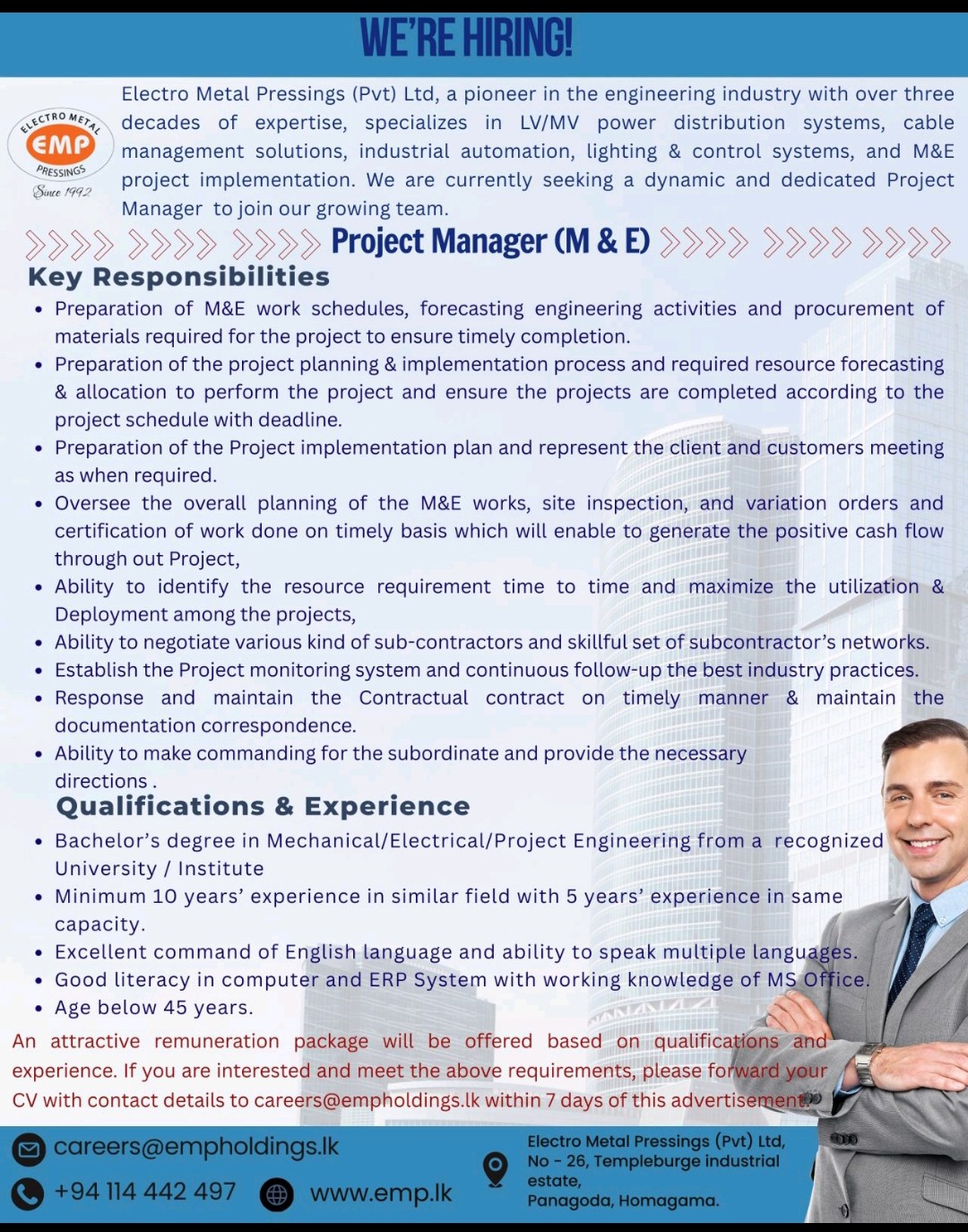 Project Manager - (M&E) - Jobseeker.lk