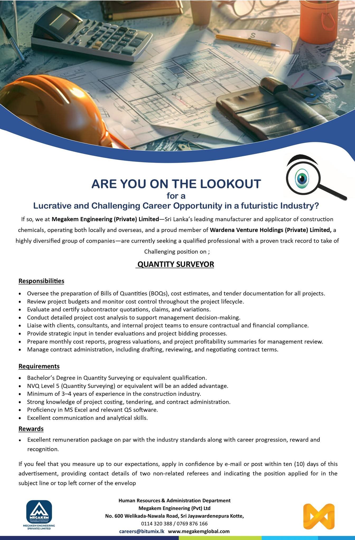 Quantity Surveyor - Jobseeker.lk