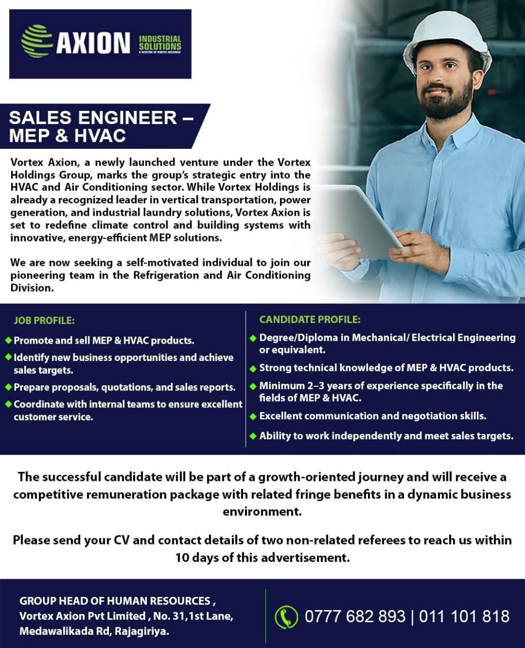 Sales Engineer - MEP/ HVAC - Jobseeker.lk