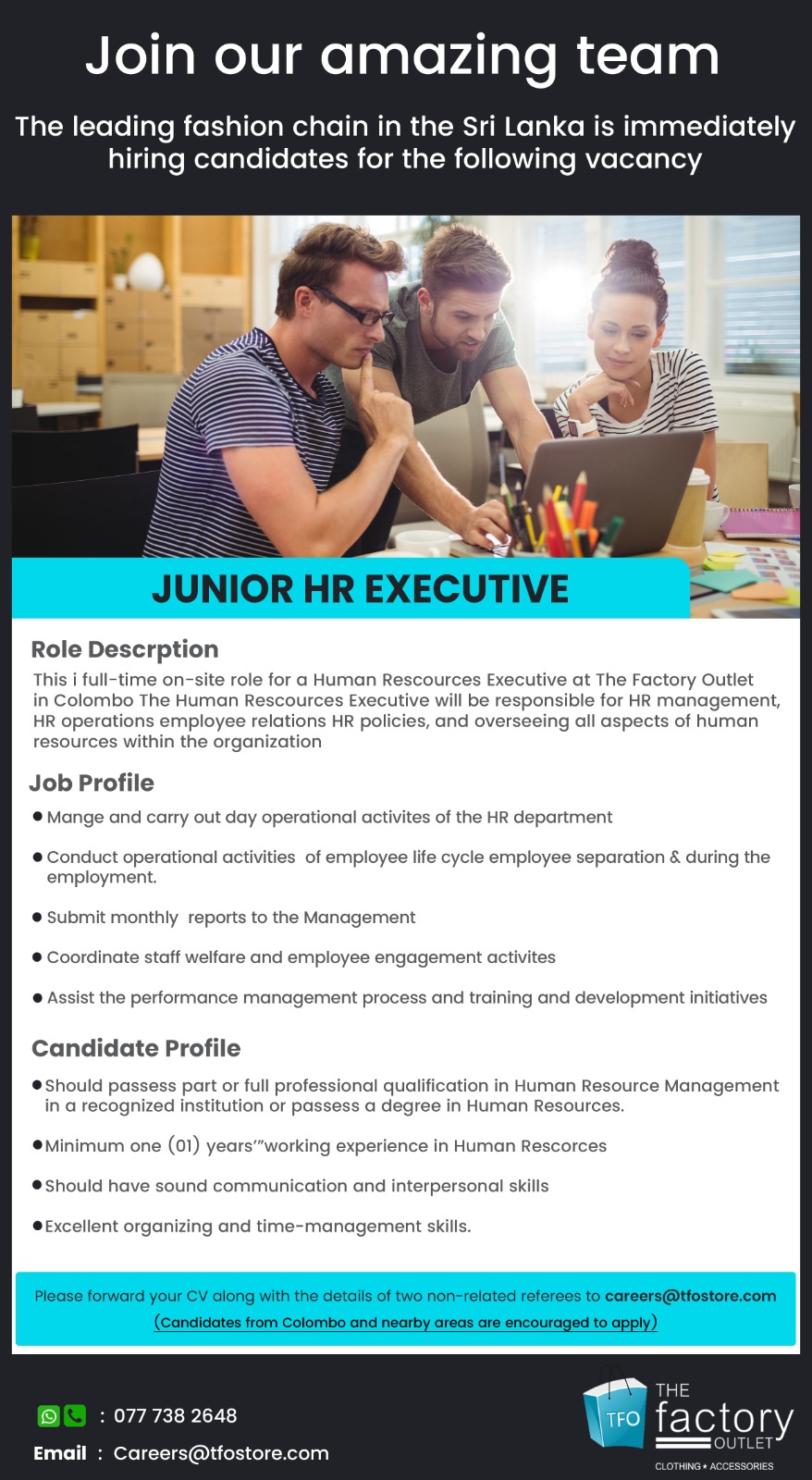 Junior HR Executive - Jobseeker.lk