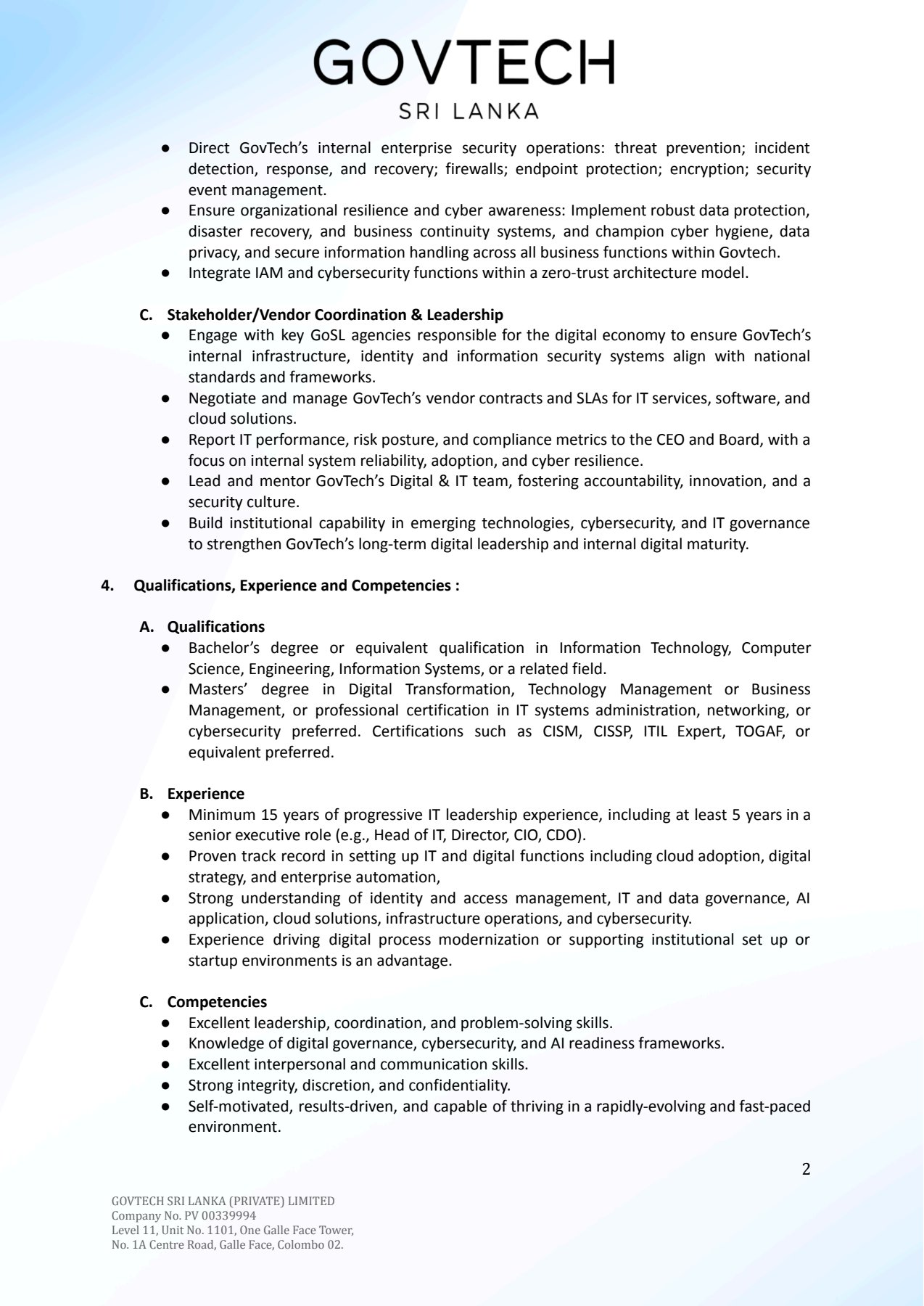 Vice President - Digital & Information Technology - Jobseeker.lk