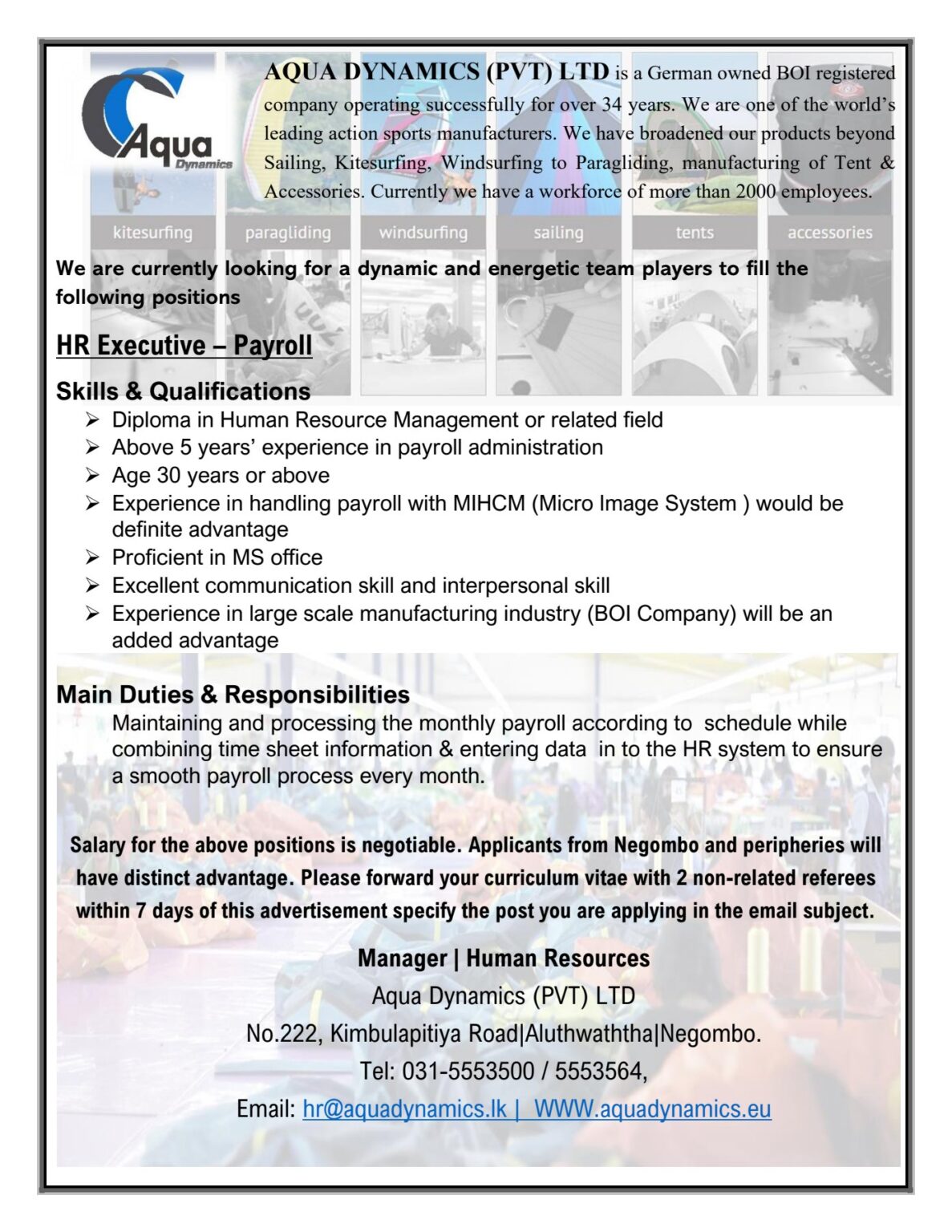 HR Executive - Payroll - Jobseeker.lk