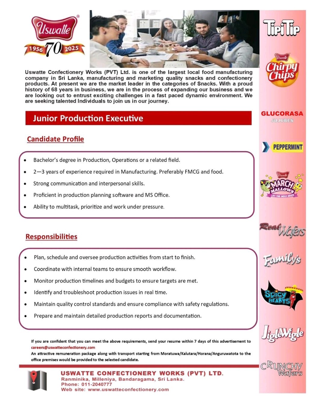 Junior Production Executive - Jobseeker.lk