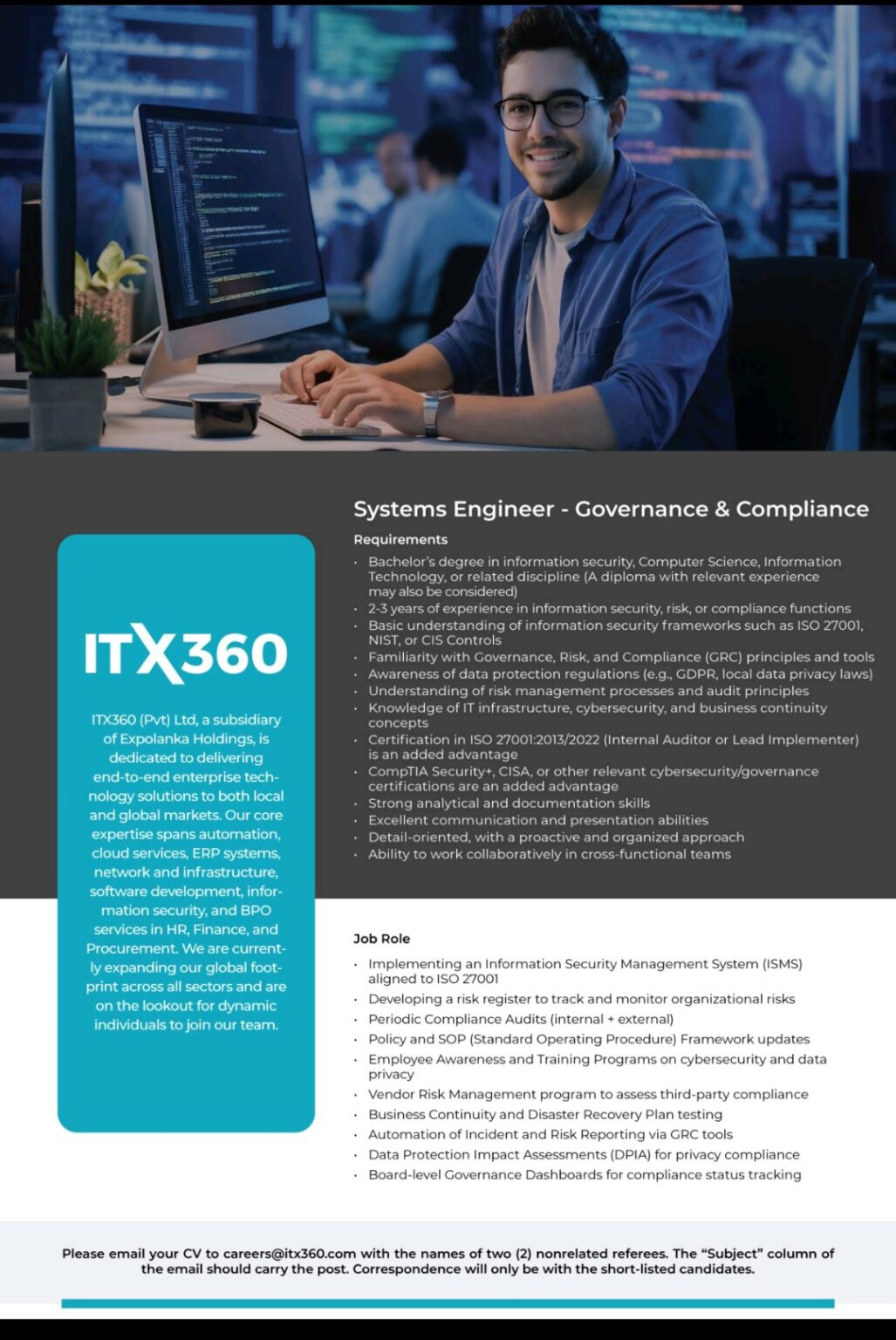 Systems Engineer -Governance & Compliance - Jobseeker.lk