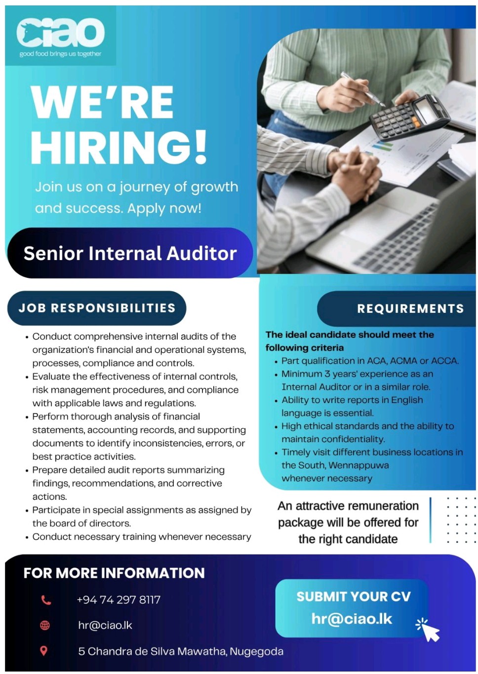 Senior Internal Auditor - Jobseeker.lk