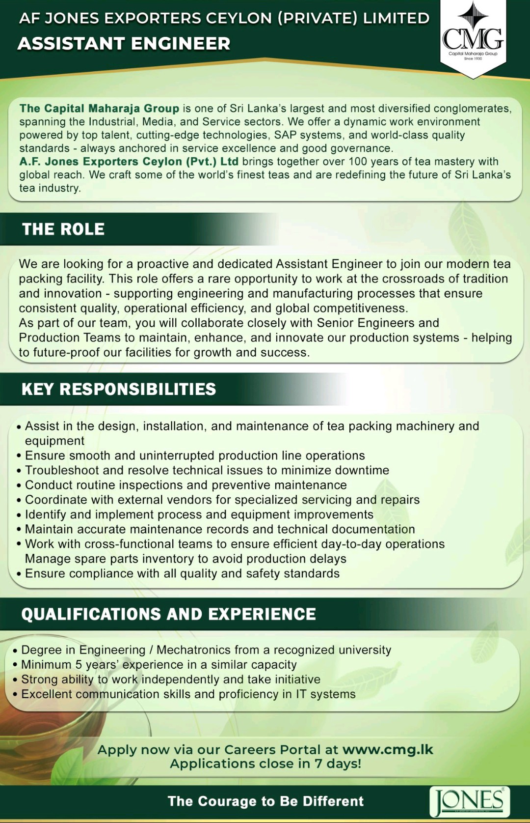 Assistant Engineer - Jobseeker.lk