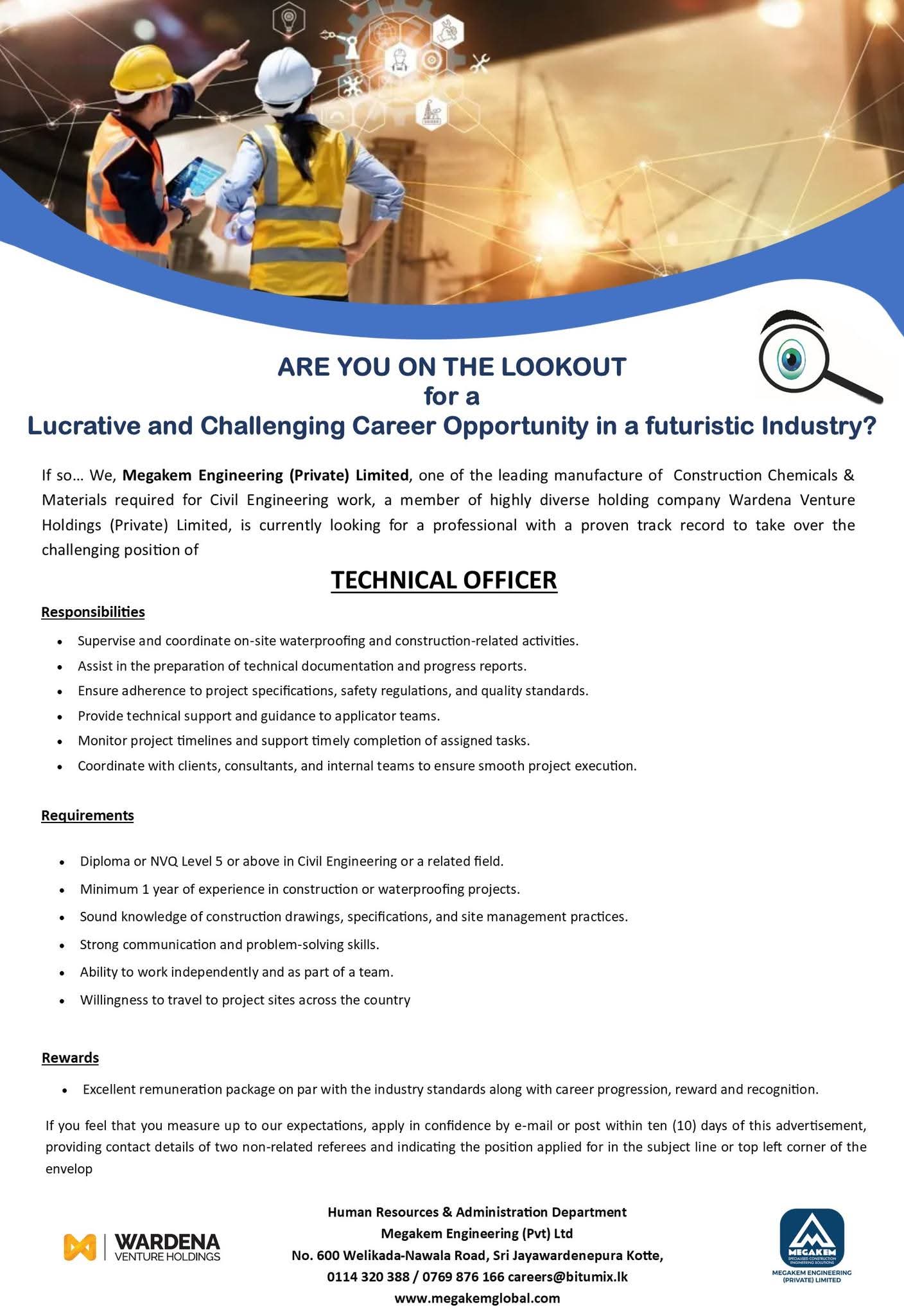 Technical Officer - Civil Engineering - Jobseeker.lk