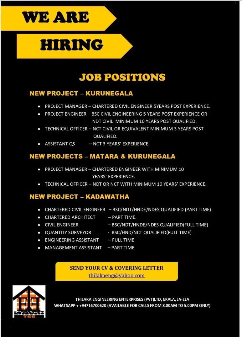 Project Manager / Project Engineer/ Technical Officer/ QS/ Assistant ...