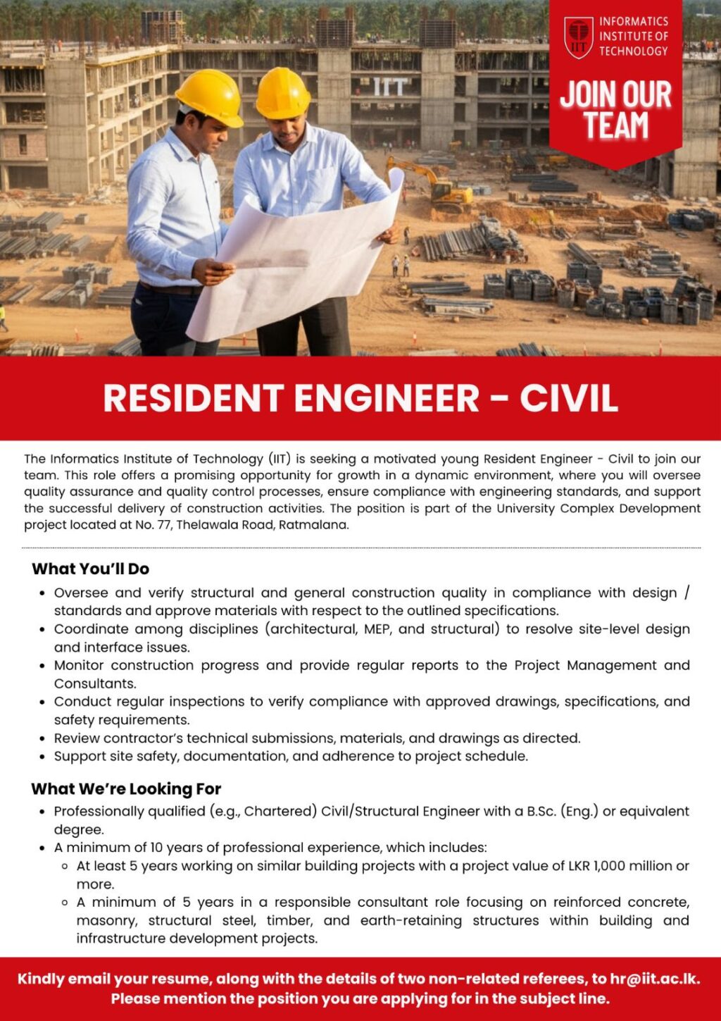 Resident Engineer - Civil - Jobseeker.lk