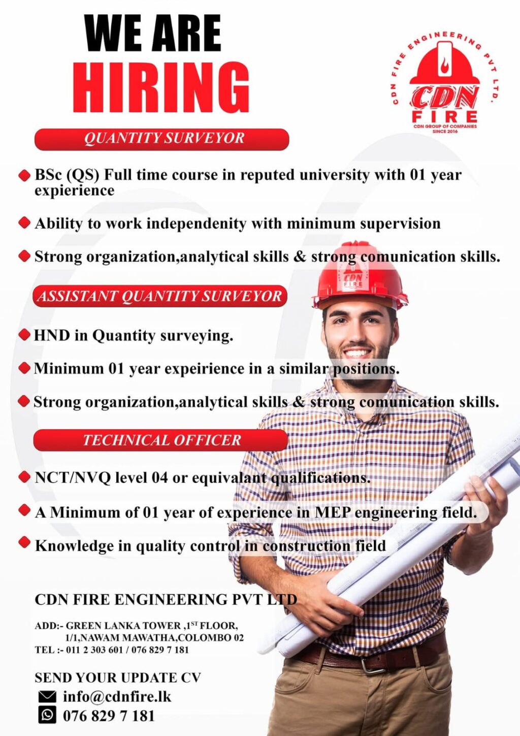 Technical Officer/ QS/ Assistant QS - Jobseeker.lk