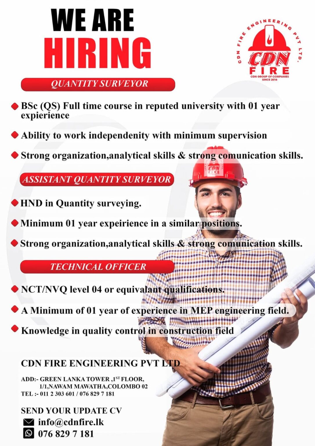 Technical Officer/ QS/ Assistant QS - Jobseeker.lk