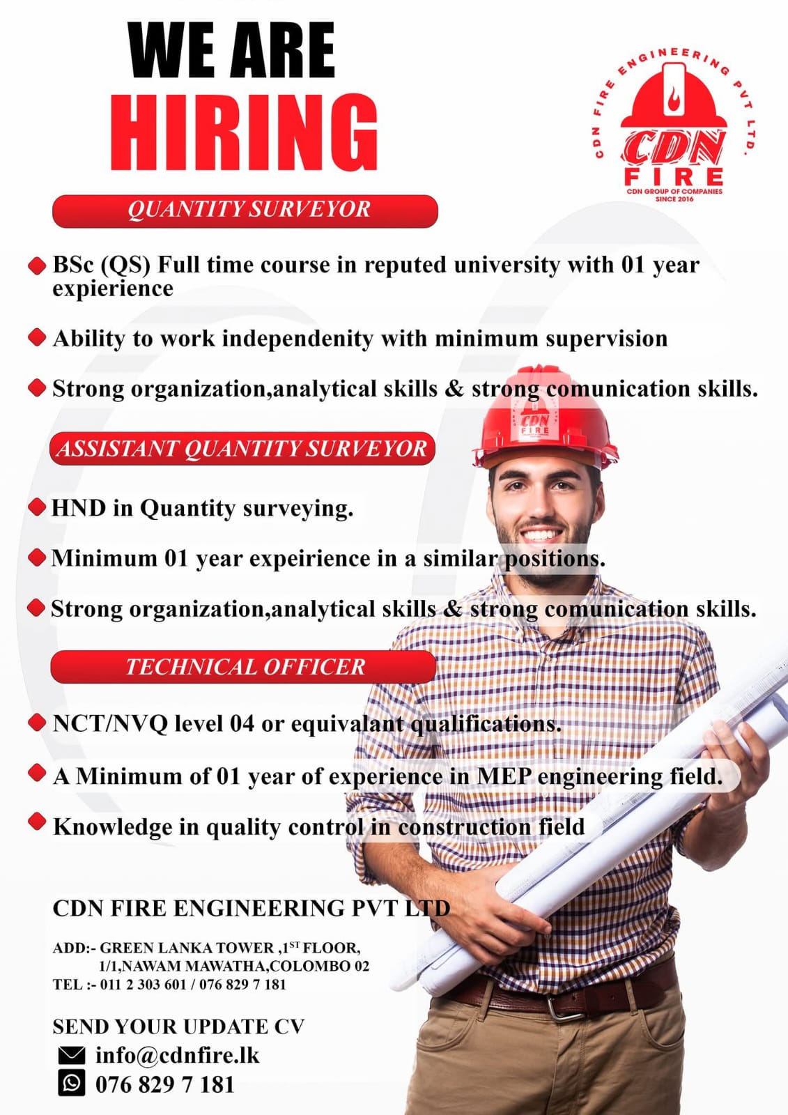 Technical Officer/ QS/ Assistant QS - Jobseeker.lk