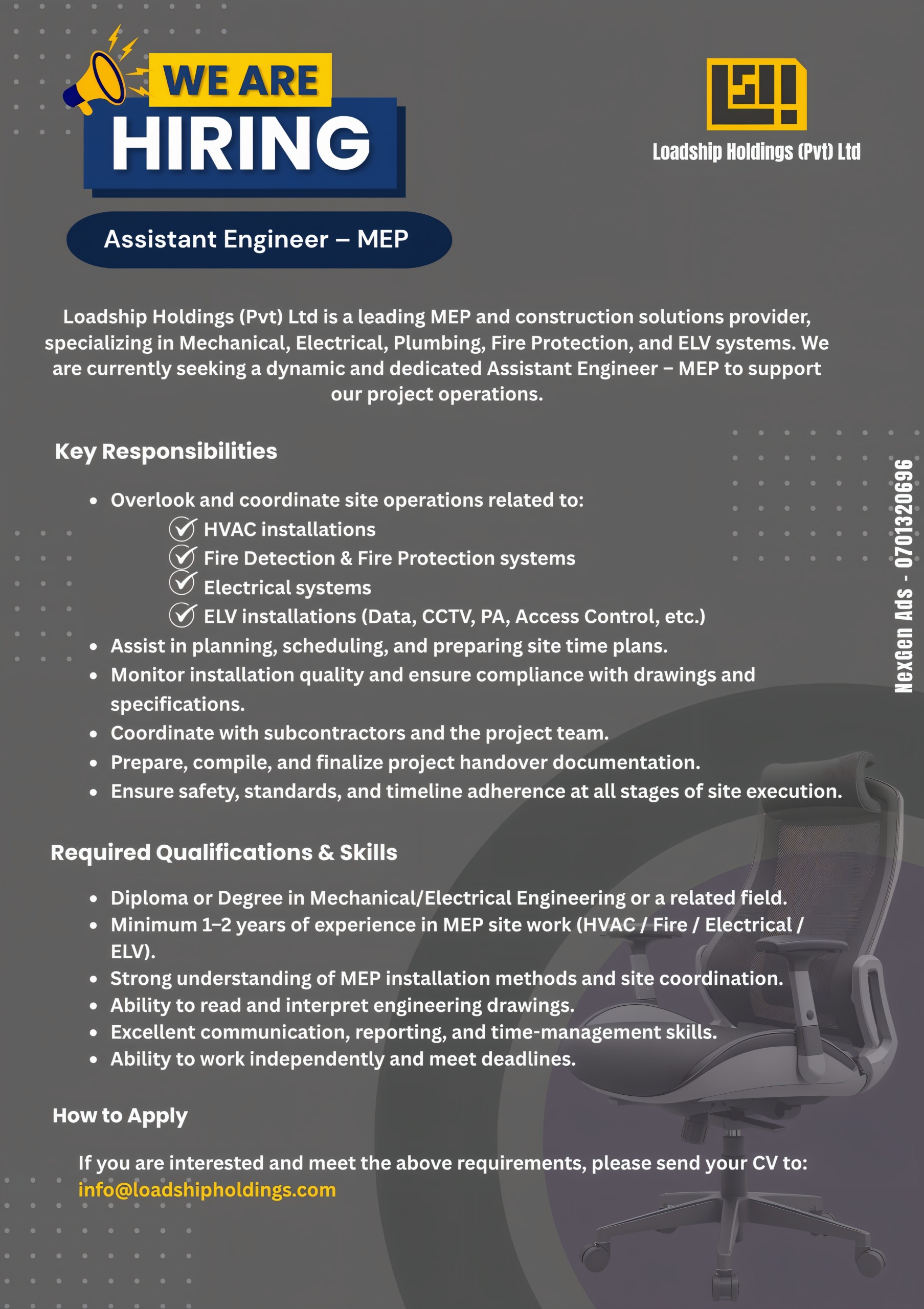 Assistant Engineer - MEP - Jobseeker.lk