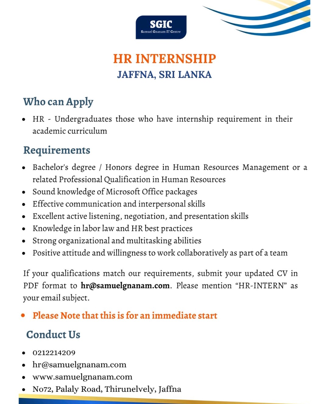 HR Internship - Jobseeker.lk