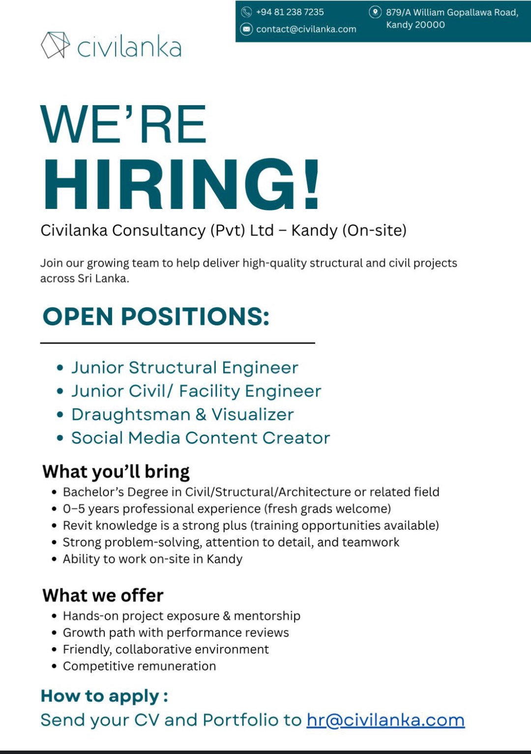 Junior Structural Engineer/ Junior Civil/ Facility Engineer ...