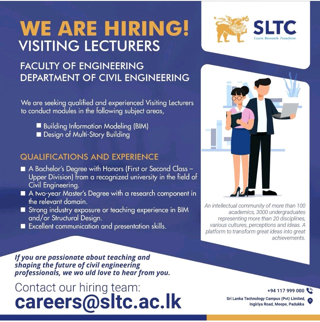 Visiting Lecturer - Civil Engineering - Jobseeker.lk