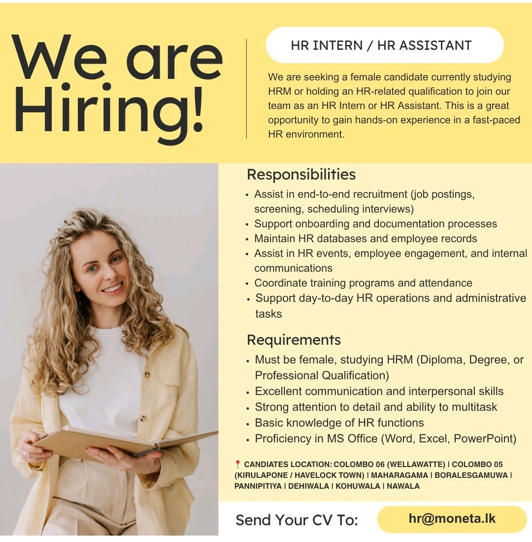 HR Intern / HR Assistant - Jobseeker.lk