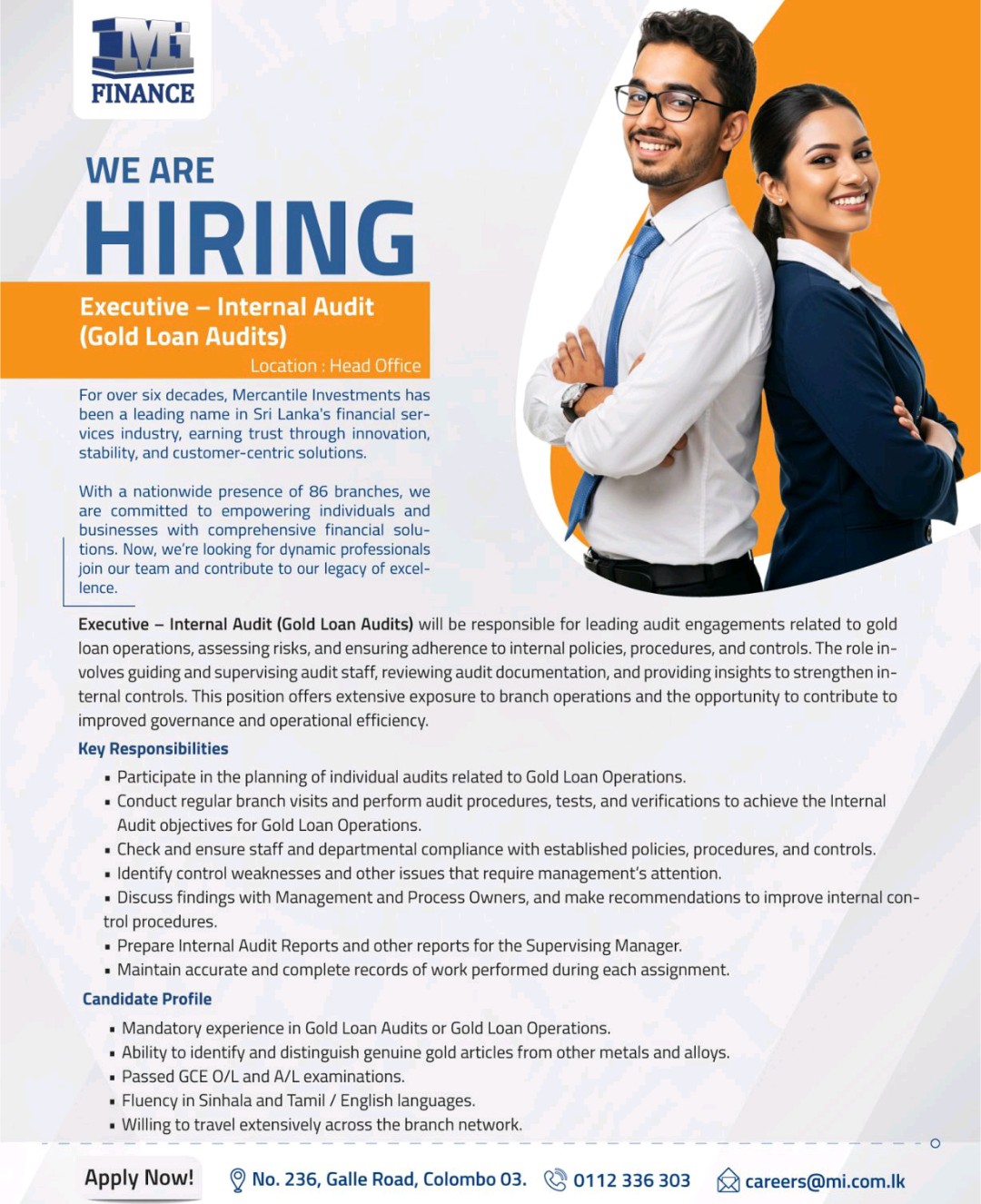 Executive - Internal Audit (Gold Loan Audit) - Jobseeker.lk