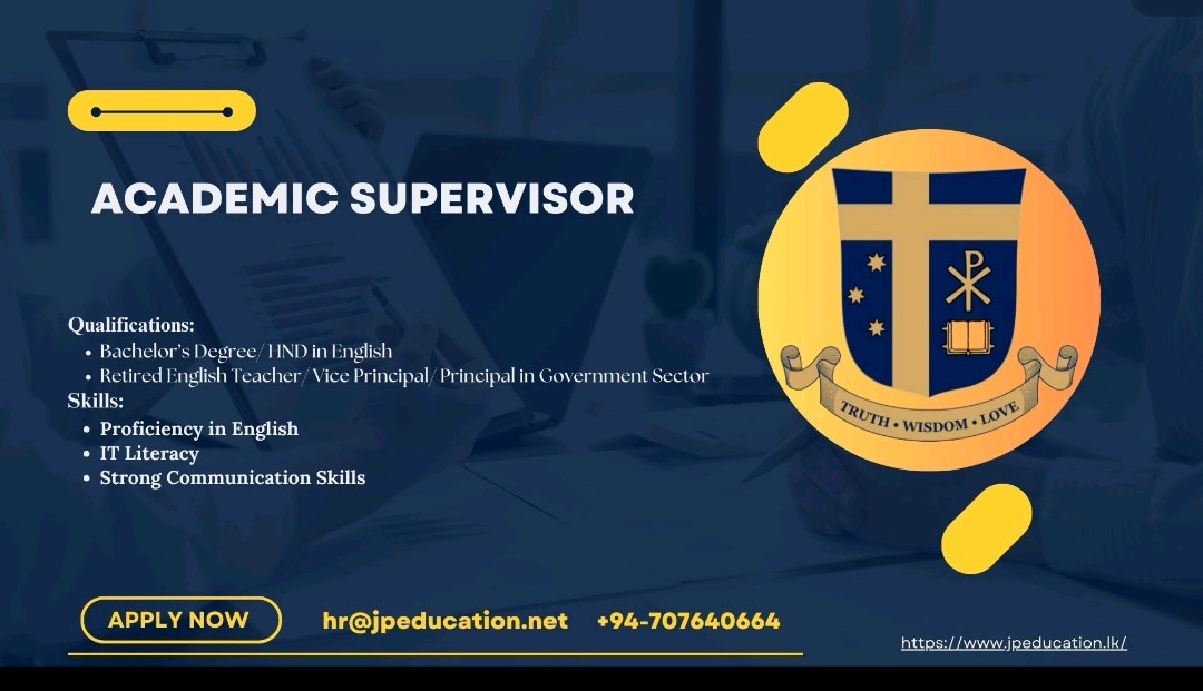 HR Officer/ Academic Supervisor - Jobseeker.lk