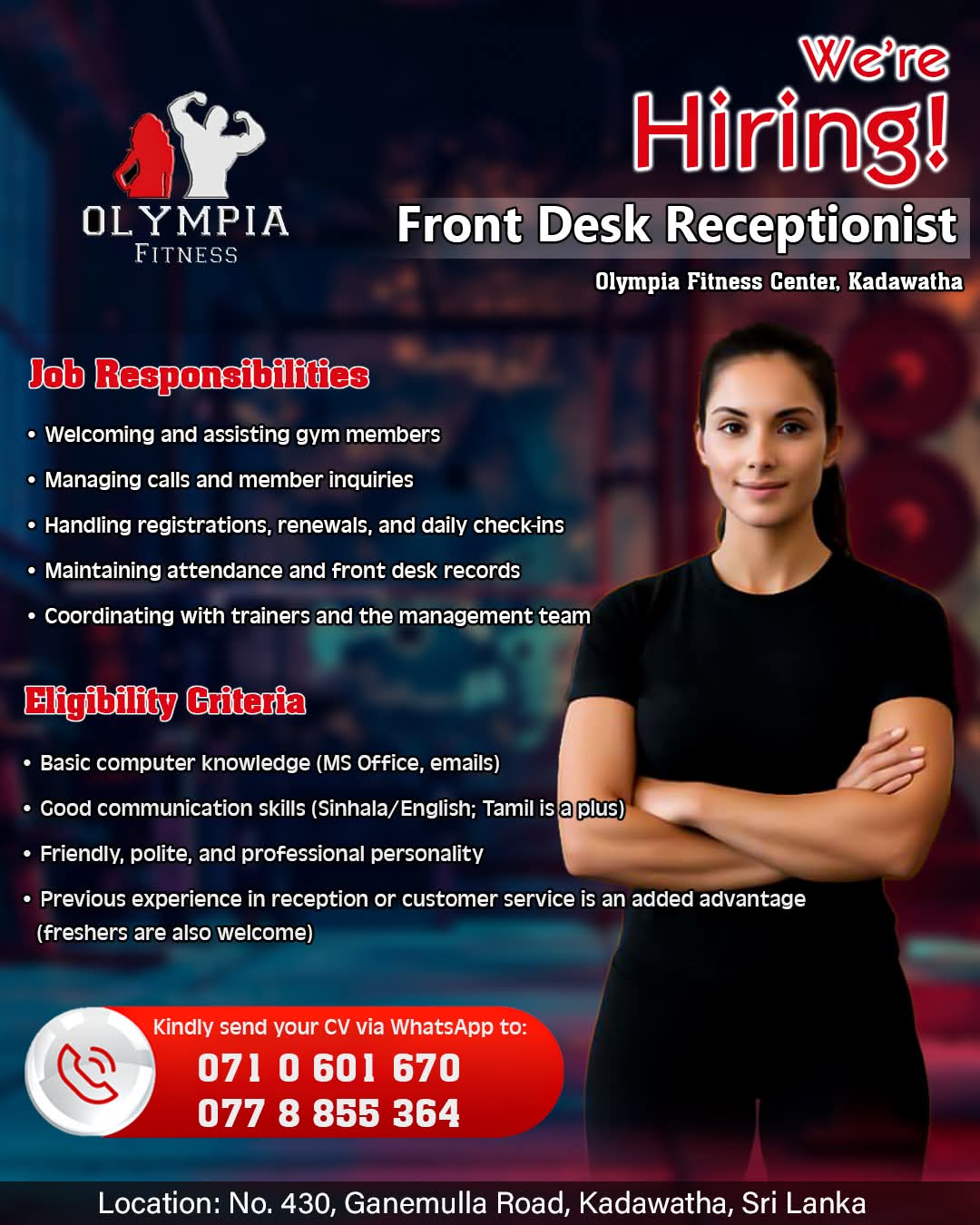 Front Desk Receptionist - Jobseeker.lk