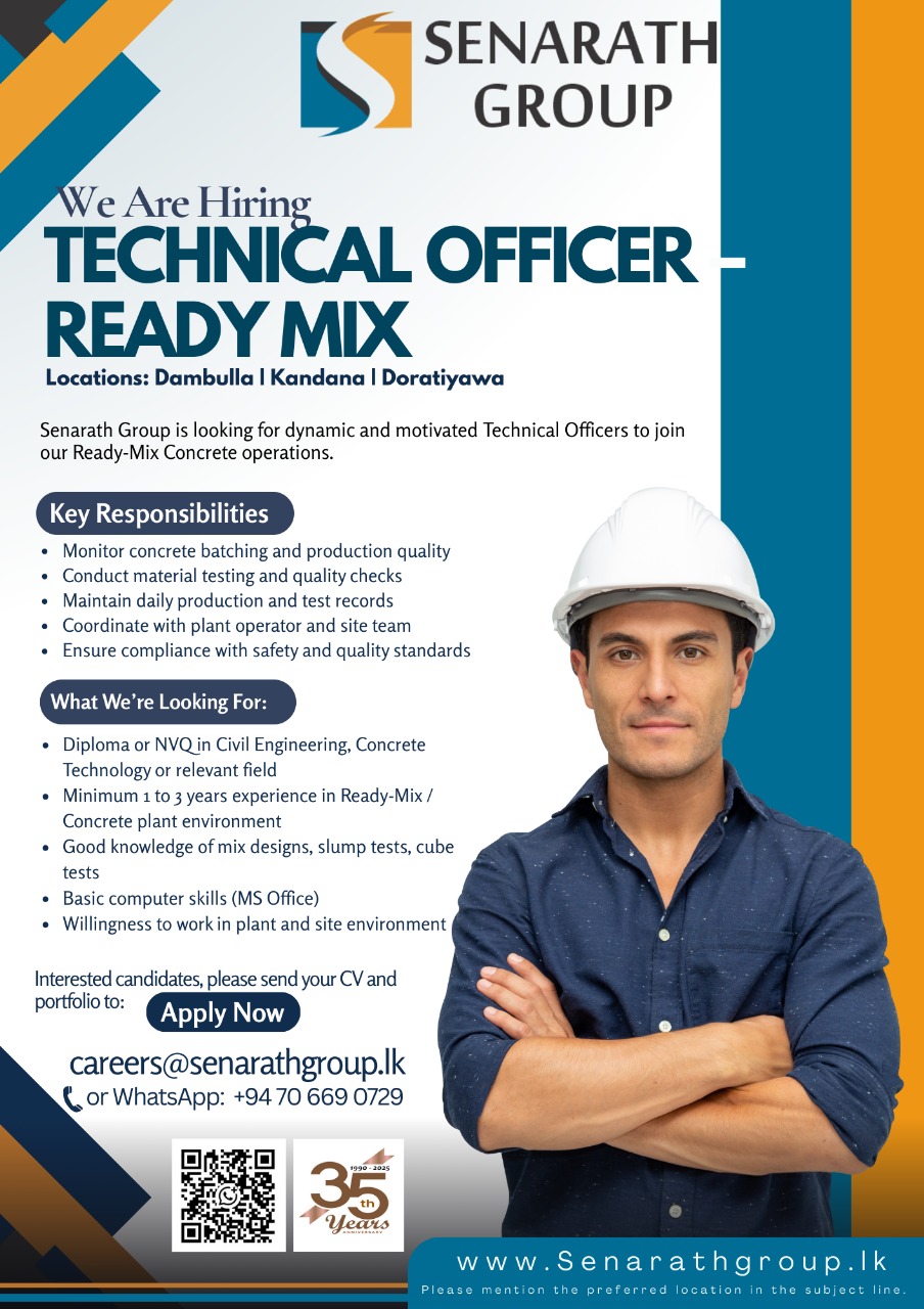 Technical Officer - Ready Mix - Jobseeker.lk