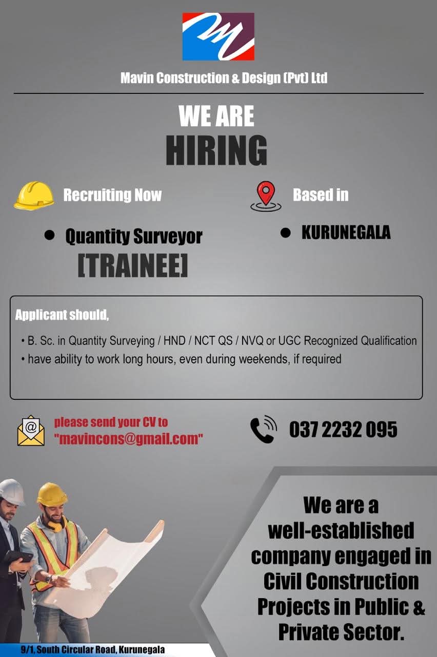Trainee Quantity Surveyor - Jobseeker.lk