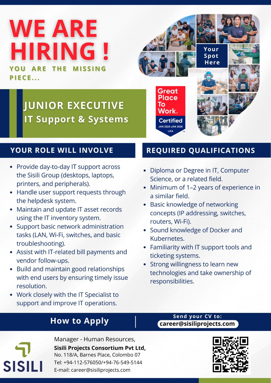 Junior Executive - IT Support & Systems - Jobseeker.lk