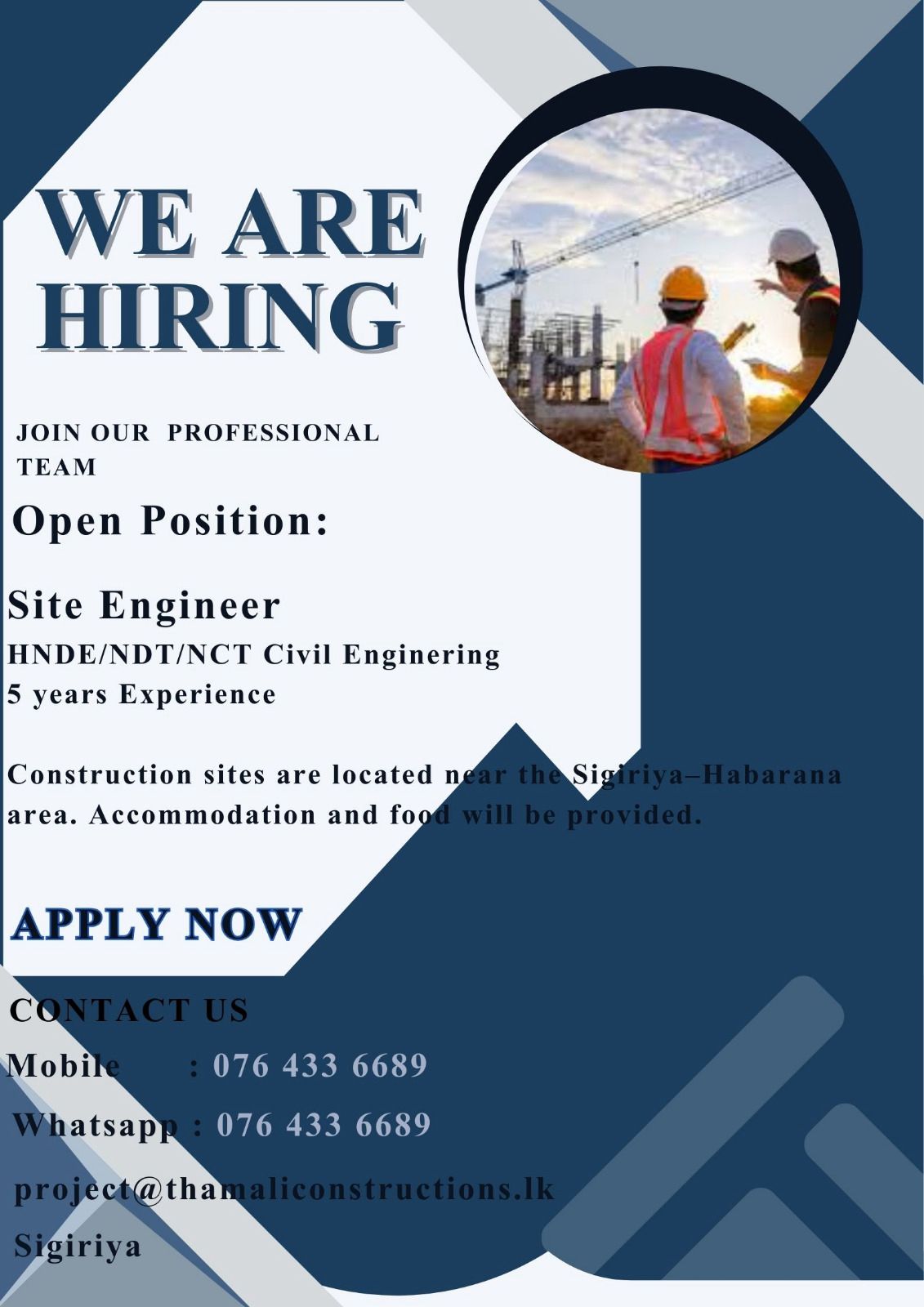 Site Engineer - Jobseeker.lk