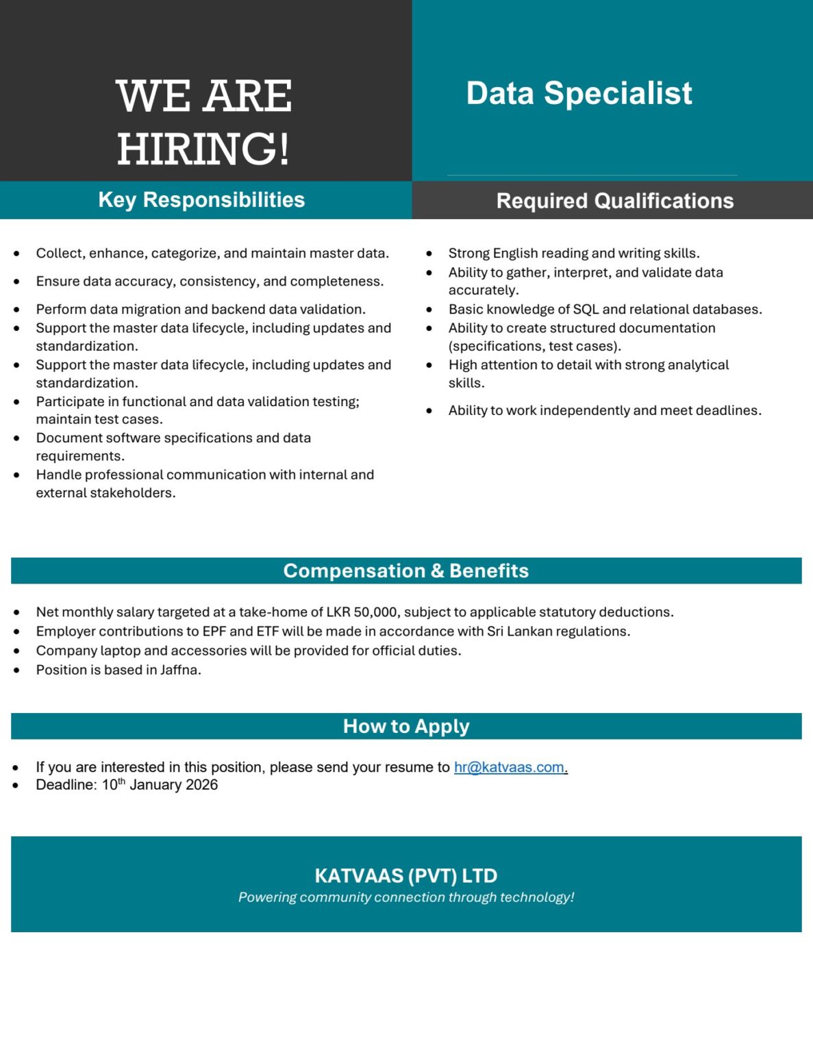 Data Specialist - Jobseeker.lk