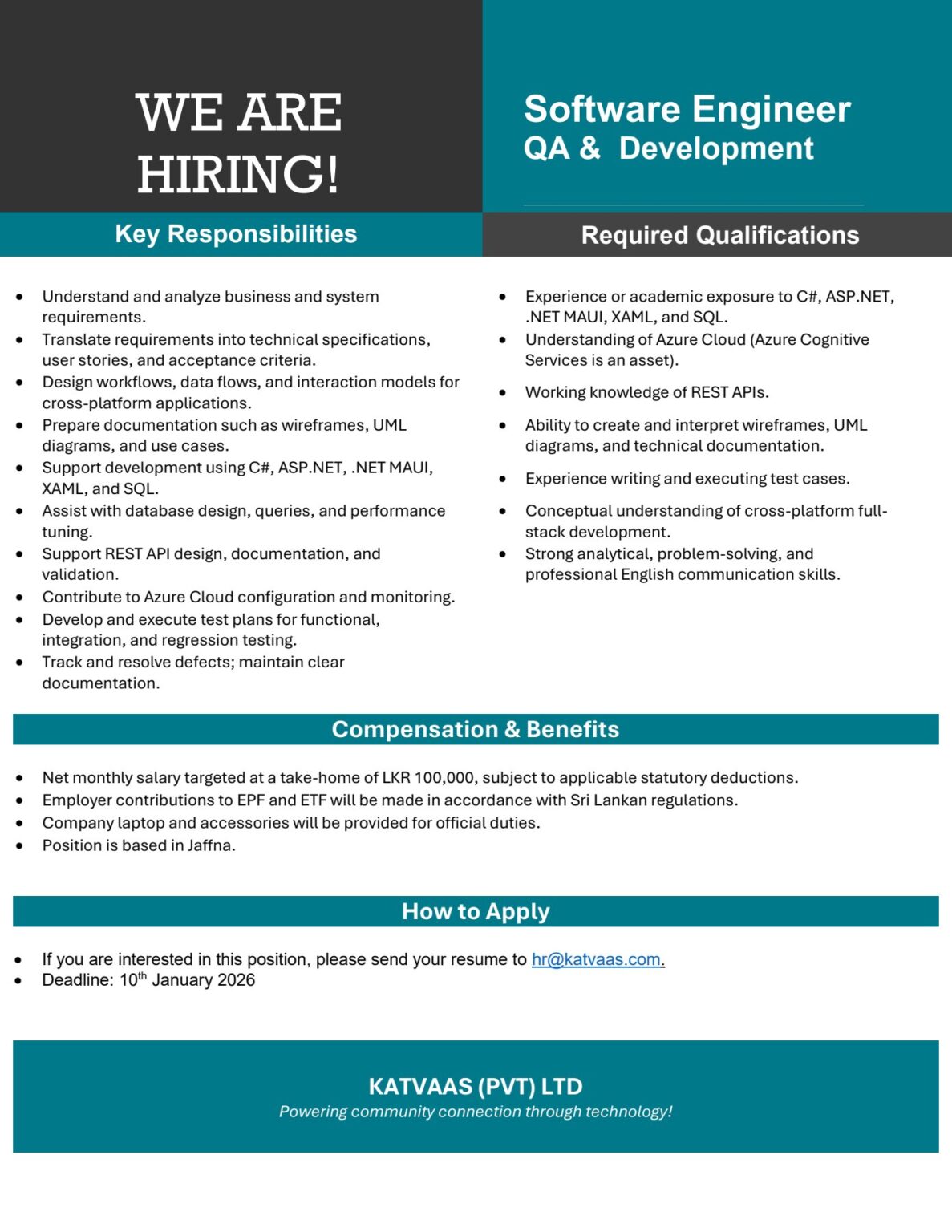 Software Engineer QA & Development - Jobseeker.lk