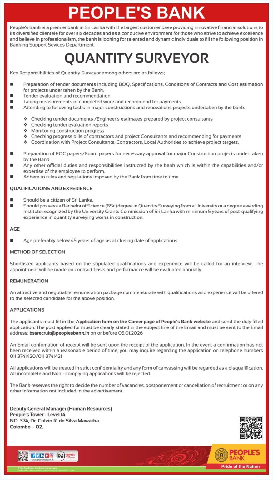 Quantity Surveyor - Jobseeker.lk