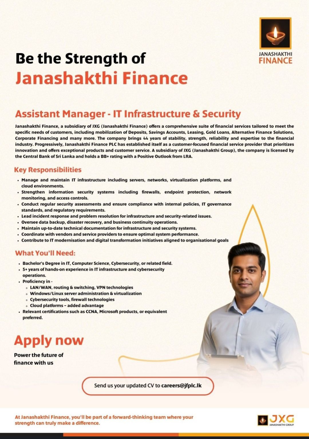 Assistant Manager - IT Infrastructure & Security - Jobseeker.lk