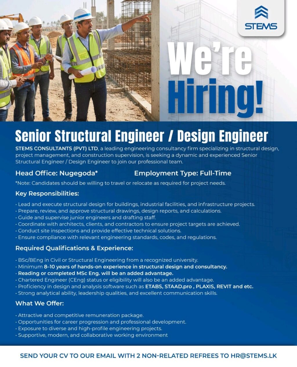 Senior Structural Engineer / Design Engineer - Jobseeker.lk