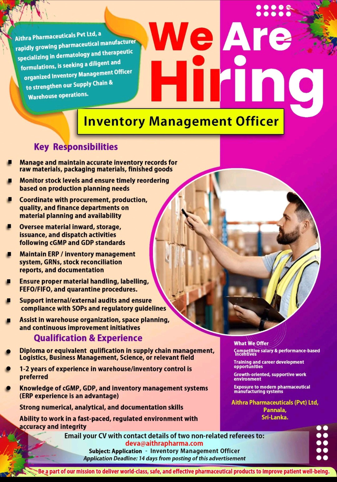 Inventory Management Officer - Jobseeker.lk