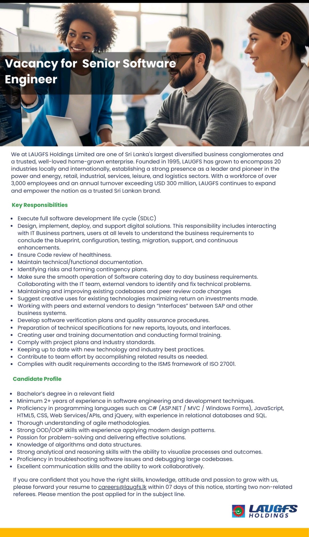 Senior Software Engineer - Web & Application Development - Jobseeker.lk