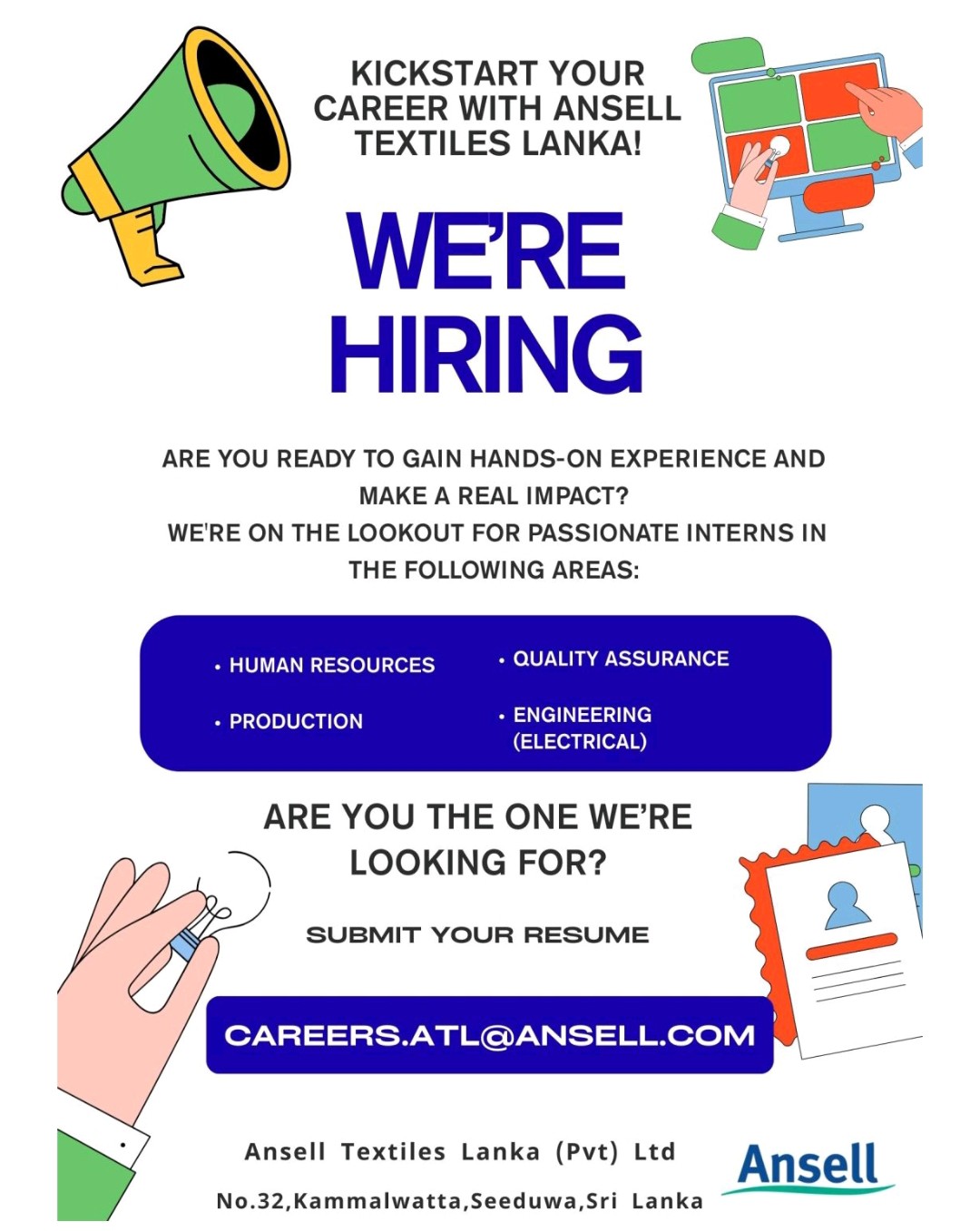 Internship - HR/ Engineering/ QA/ Production - Jobseeker.lk