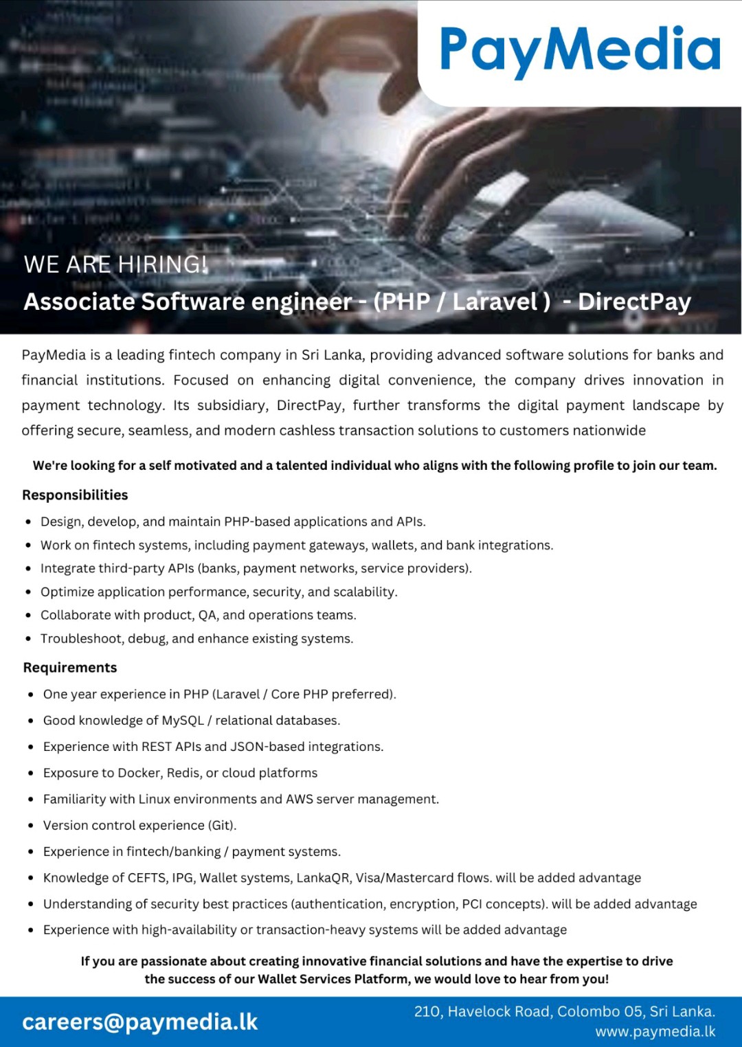 Associate Software Engineer - PHP/ Laravel - Jobseeker.lk