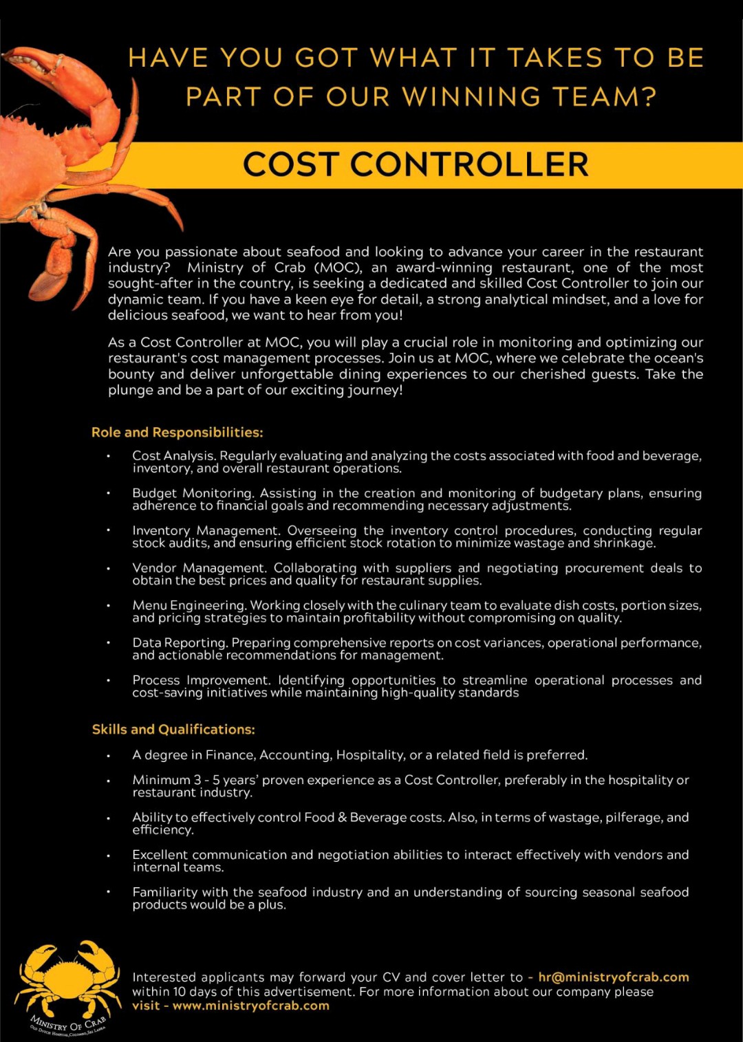 Cost Controller - Jobseeker.lk