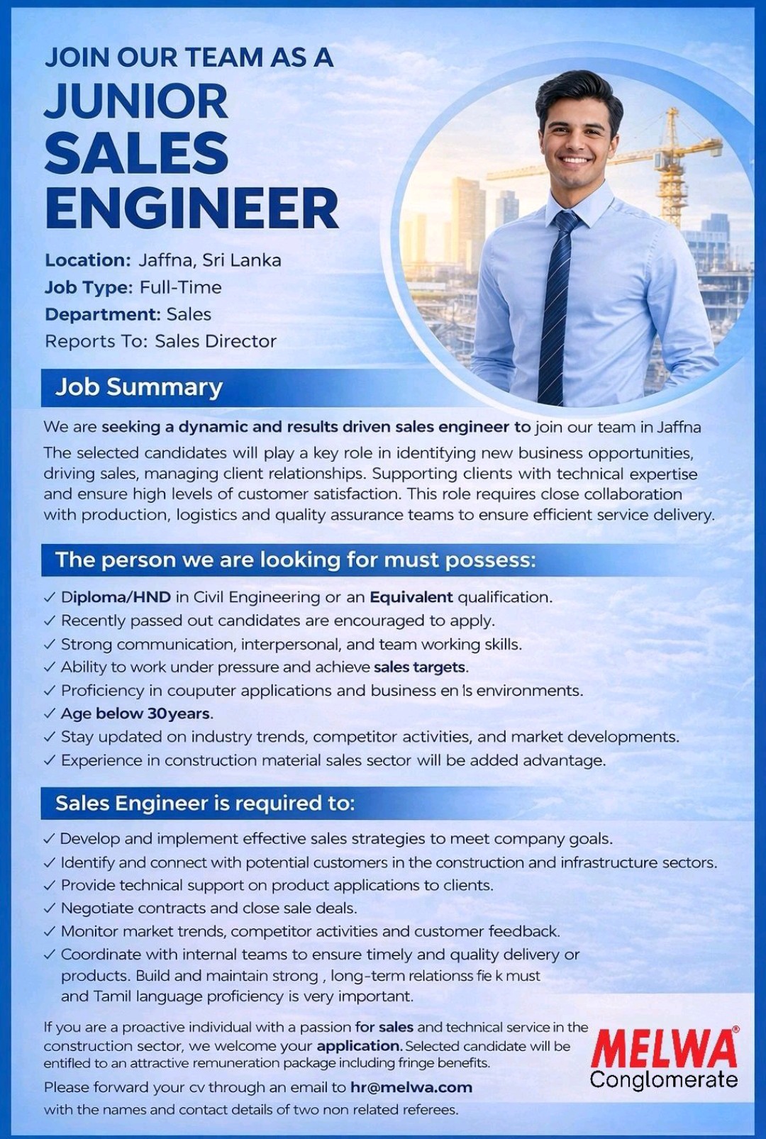 Junior Sales Engineer - Jobseeker.lk