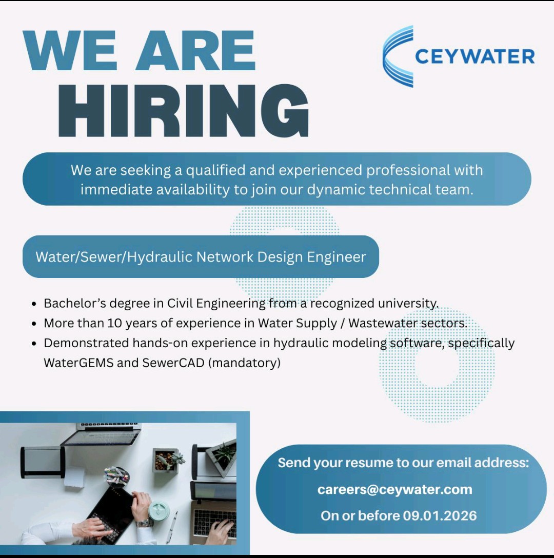 Water / Sewer/ Hydraulic Network Design Engineer - Jobseeker.lk